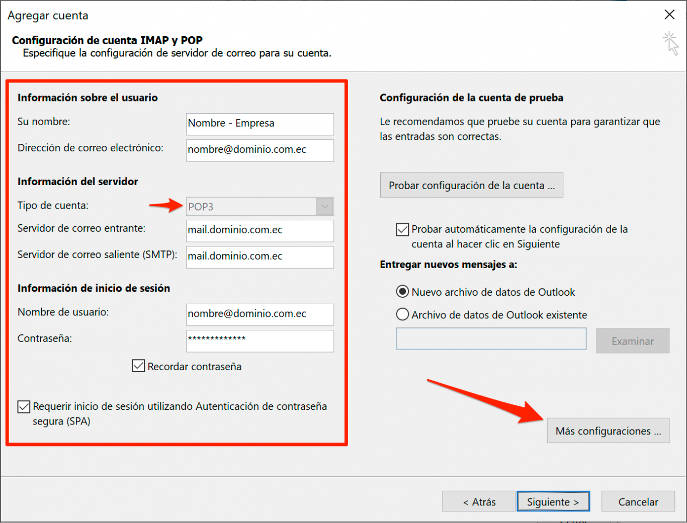 Manual para configurar correo electrónico en Outlook 2016 Manual para configurar correo electrónico en Outlook 2016